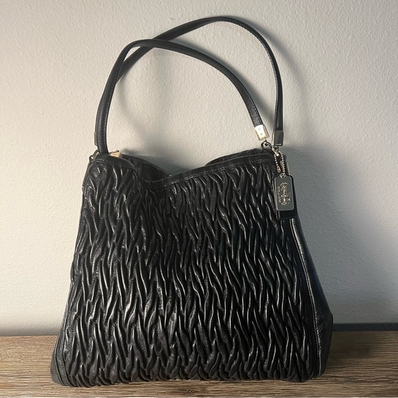 Coach | Bags | Coach Madison Triple Compartment Shoulder Bag In Black ...